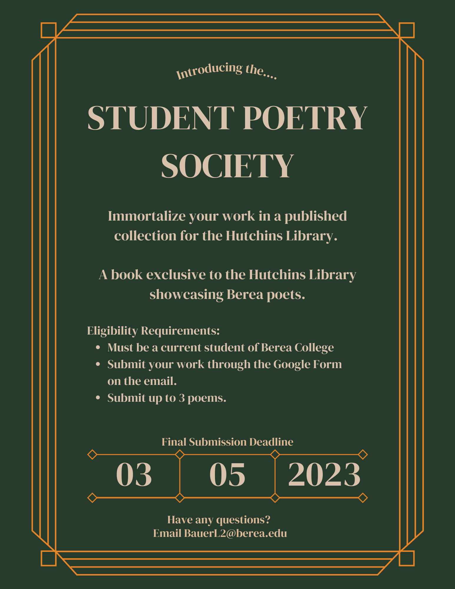 Student Poetry Society invites students to immortalize their poetry